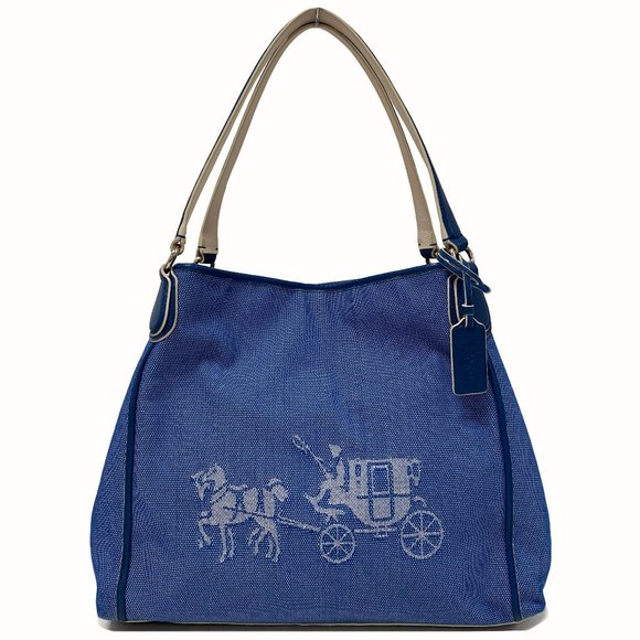 Coach | Bags | Coach 35344 Edie Denim Blue Canvas Bag | Poshmark